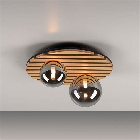 Just Light Green Stika Ceiling Light Round 2 Bulb Wood Uk