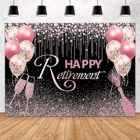 Happy Retirement Backdrop White And Gold Diamond Balloon Photography