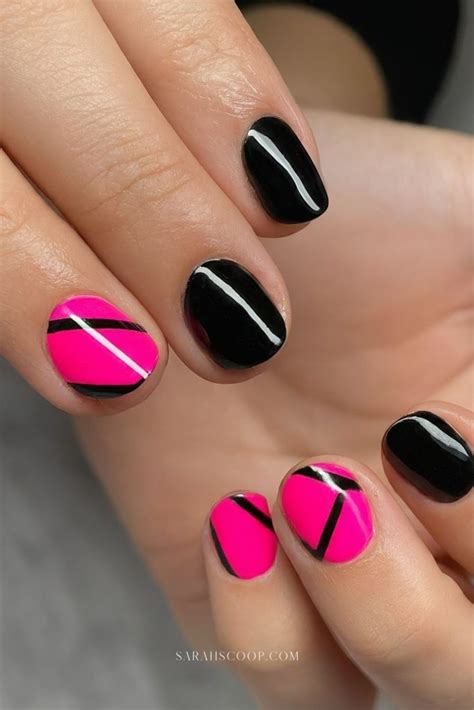 35 Hot Pink And Black Nail Designs