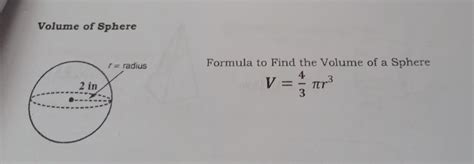 Solved Volume of Sphere Formula to Find the Volume of a Sphere V π r algebra