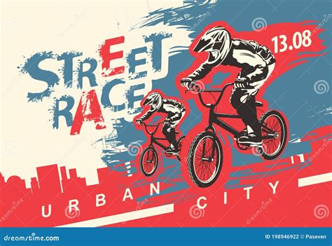 Banner On The Theme Of A Bicycle Street Race Stock Vector