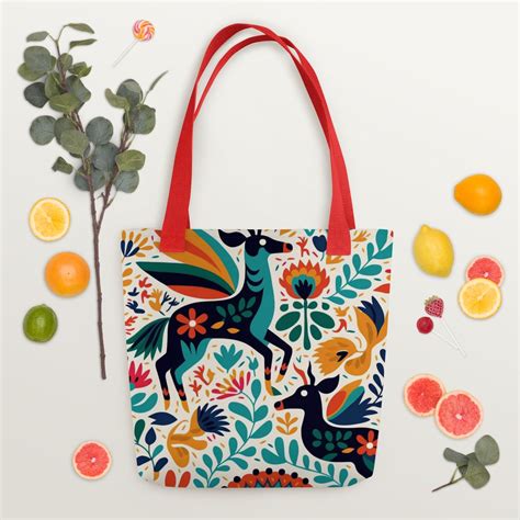 Mexican Tote 2 Colorful Tote Bag Tote Bag Folk Art Design Etsy