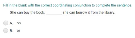 Choosing The Correct Coordinating Conjunction To Complete A Sentence Part Turtle Diary Quiz