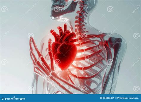 Translucent 3d Model Of The Human Chest With A Healthy Glowing Heart Stock Image Image Of