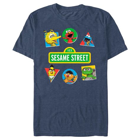 Mens Sesame Street Character Shapes Graphic T Shirt
