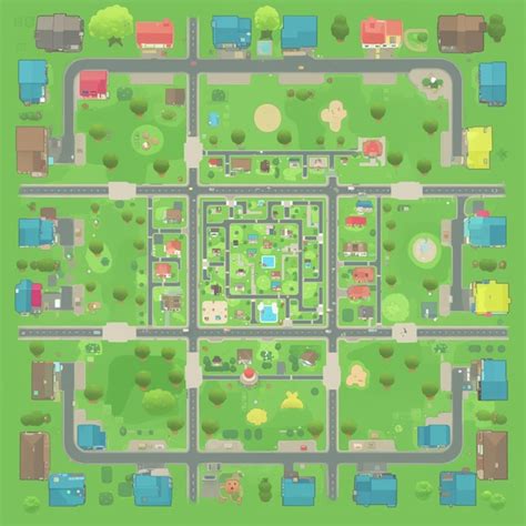 Un Mapa De Dibujos Animados De Una Ciudad Con Muchos Edificios Y árboles Generativo Ai Imagen