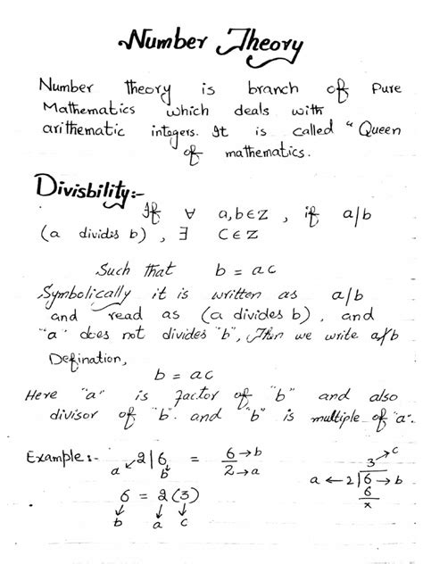 Number Theory Lecture Notes Pdf