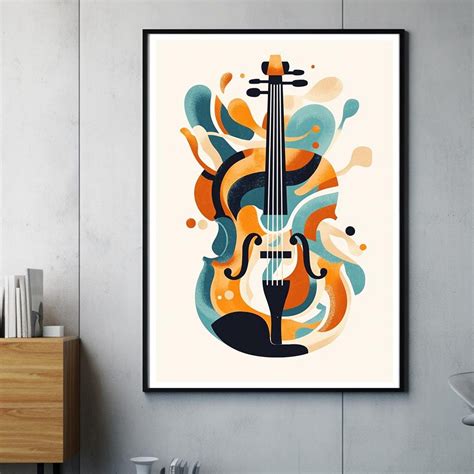 Abstract Violin Poster Musical Art Without Frame Watercolor Violin