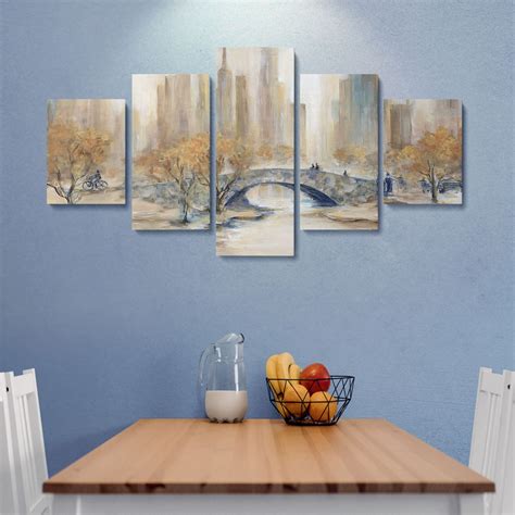 Комплект от 5 части Tabouri Premium Мост и есенен град 105 X 200 см Emagbg