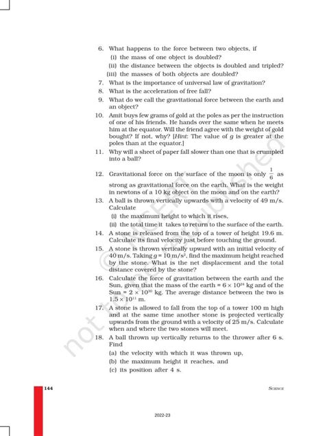 Ncert Book For Class 9 Science Chapter 10 Gravitation