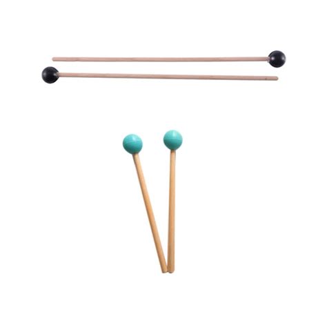 4pcs Soft Rubber Head Sticks Wood Handle Bell Mallets For Glockenspiel