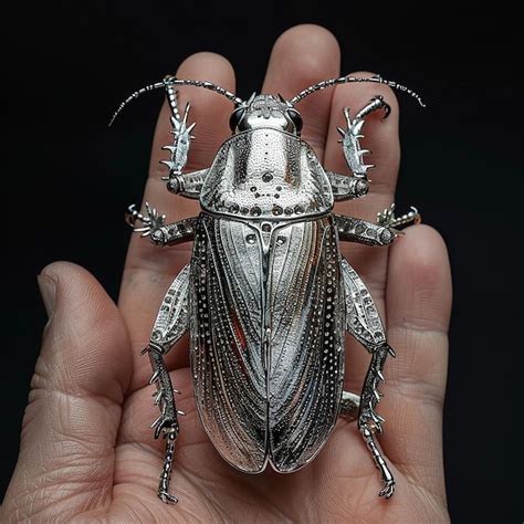 A Highly Detailed Photograph Showcasing A Hyperrealistic Silver