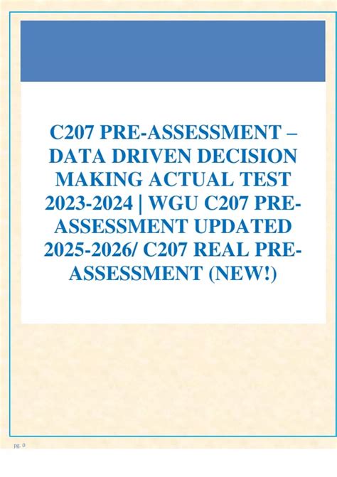C207 Pre Assessment Data Driven Decision Making Actual Test Wgu