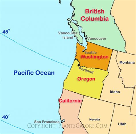 Oregon And Washington Map Pacific Northwest States