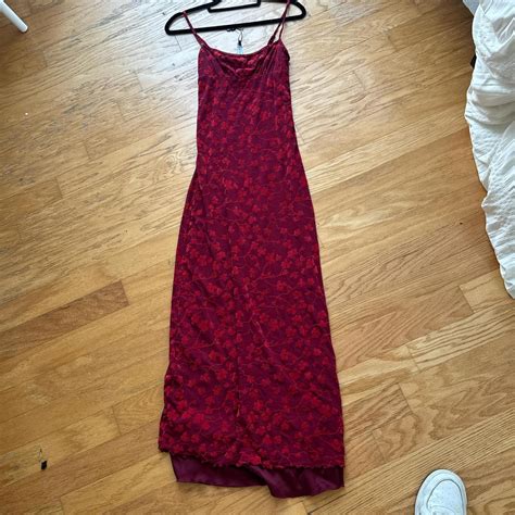 Long Red Motel Rocks Dress Never Worn Depop