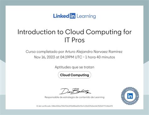 arturo alejandro n on linkedin certificate of completion