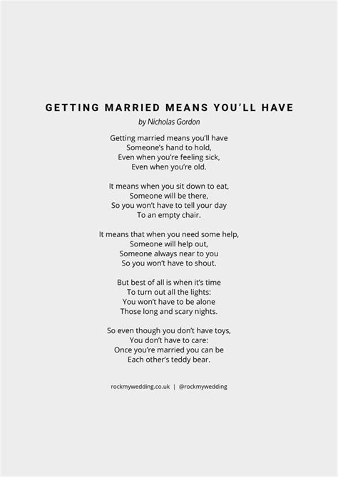 Getting Married Means Youll Have By Nicholas Gordon Wedding Reading