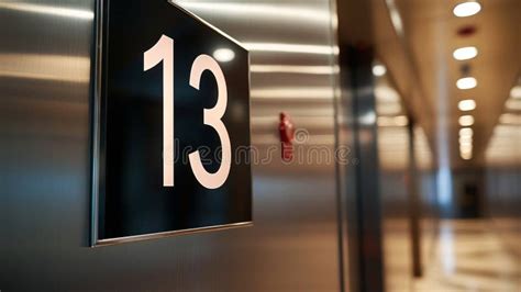 Elevator Sign Displaying The Number 13 Stock Image Image Of Caution
