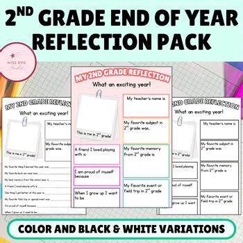 2nd Grade Reflection End Of Year Writing Craft 14 Templates Memory