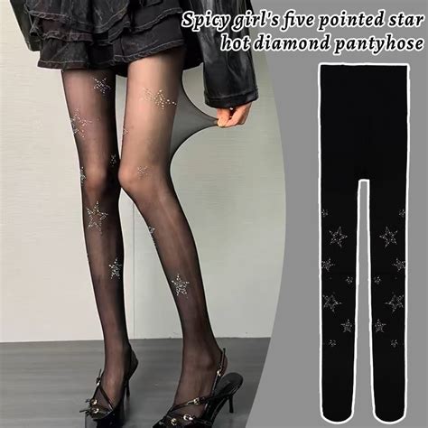 Star Diamond Pantyhose Jk Lolita Fashion Y2k Thin Breathable