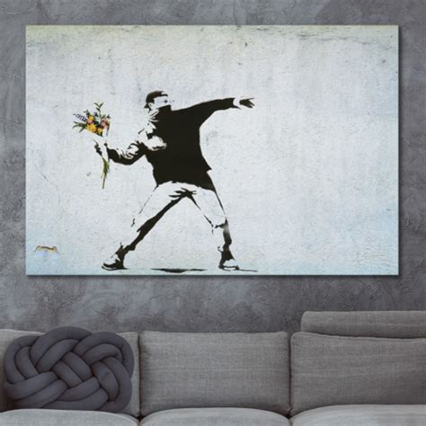 Banksy Flower Thrower Rage Love In The Air Canvas Art Wall26