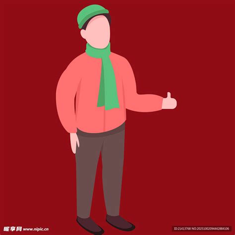 戴帽围巾男子竖大拇指设计图 动漫人物 动漫动画 设计图库 昵图网