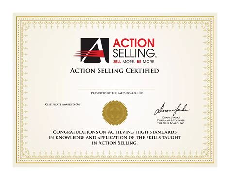 Action Selling Certificate Ppt