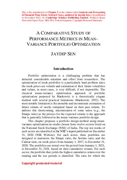 Pdf A Comparative Study Of Performance Metrics In Mean Variance