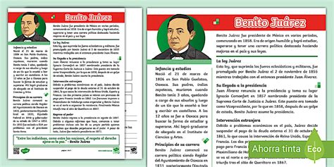 Biografia De Benito Juárez Para Niños De Primaria Para Imprimir