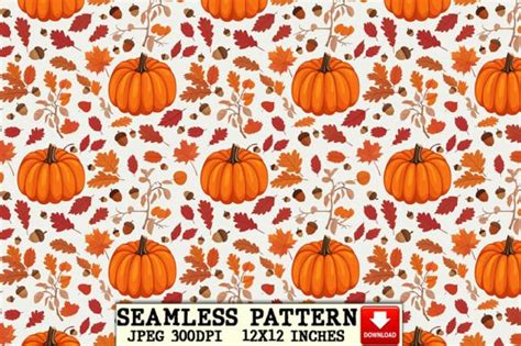 Fall Autumn Pumpkin Seamless Pattern Graphic By Teebundle · Creative