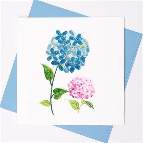 Card Quilled Quilled Greeting Card Hydrangeas Pink Sanity