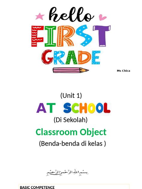 Unit 1 At School Classroom Object Pdf