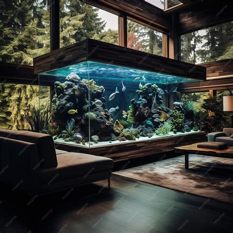 Premium Photo 3d Aquarium Design In The Living Room Beautifies The