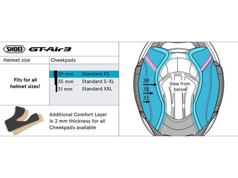Shoei Gt Air Iii Gt Air 3 Type R Cheek Pad 39mm Standard Xs