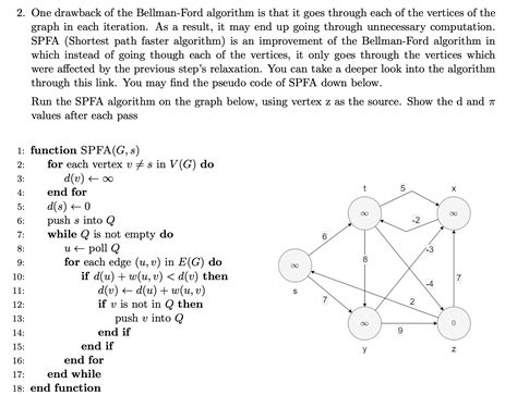 Solved 2 One Drawback Of The Bellman Ford Algorithm Is That