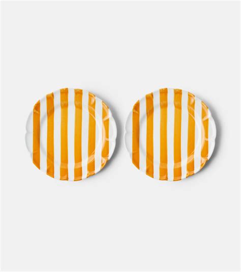 Righe Set Of 2 Ceramic Dinner Plates In Yellow Cabana Mytheresa