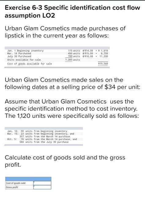 Solved Exercise 6 3 Specific Identification Cost Flow