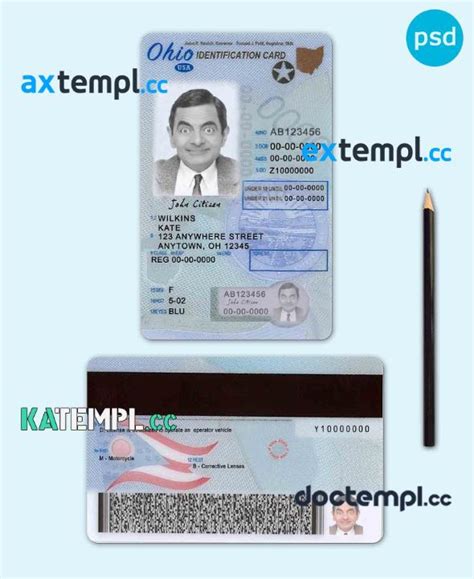 Sample Usa Ohio State Vertical Driving License Editable Psd Template