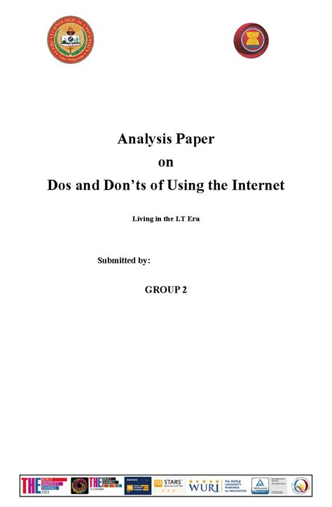 Analysis Paper It Helps You Analysis Paper On Dos And Donts Of Using The Internet Living