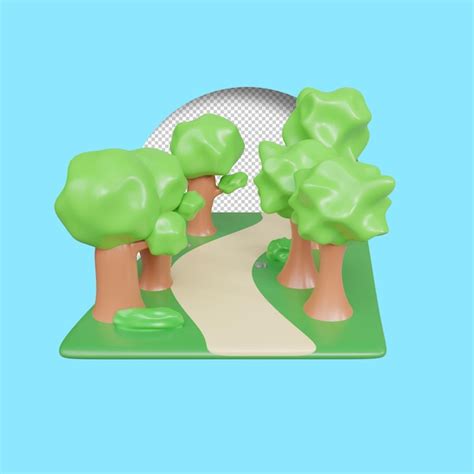 Premium Psd Forest 3d Render