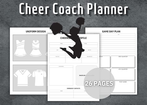 Cheer Coach Planner Printable Cheer Planner Cheerleading Squad Team Practices Editable