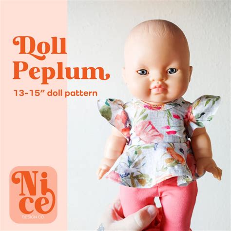 Minikane Peplum Pdf Pattern Pdf Doll Pattern 13in Doll Pattern 15in Doll Pattern Miniland