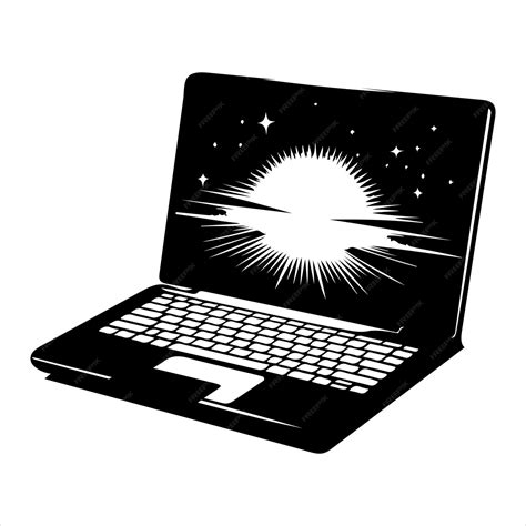 Leptop Computer Black Color Vector Silhouette Solide White Colour