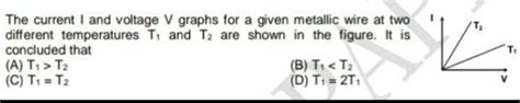 The Current I And Voltage V Graphs A Given Metallic Wire Two Different