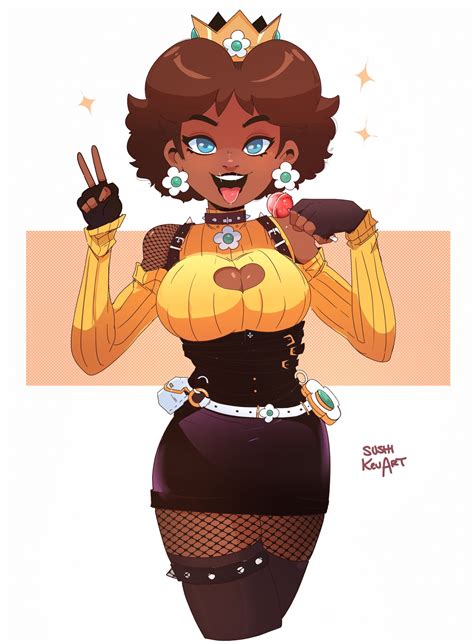 Goth Daisy Enjoying A Sucker By Sushikevart R Mushroomkingdomwaifus