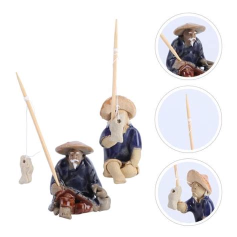 2 Pcs Adorables Ornements De Poissons Chics De Pêcheurs Pour Le Pot De Fleurs Statue Statuette