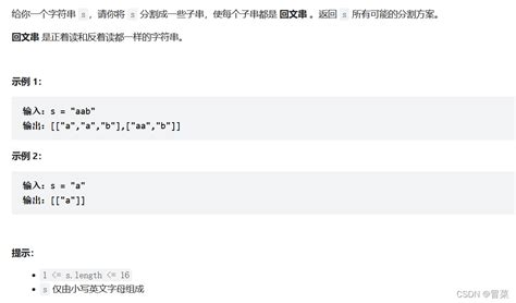 leecode 131 分割回文串 list 分割 csdn博客