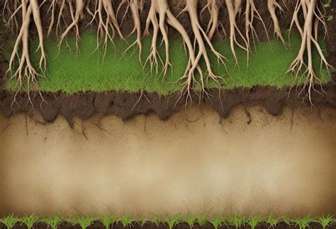 Underground View Of Tree Roots And Soil Layers With Lush Green Grass In A Natural Earthy