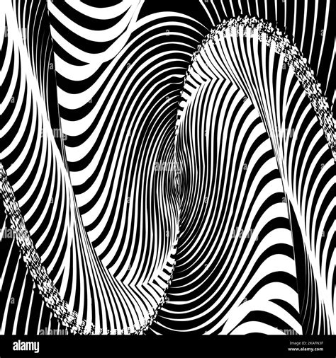 Abstract Twisted Black And White Wavy Background Optical Illusion Of Distorted Surface Twisted