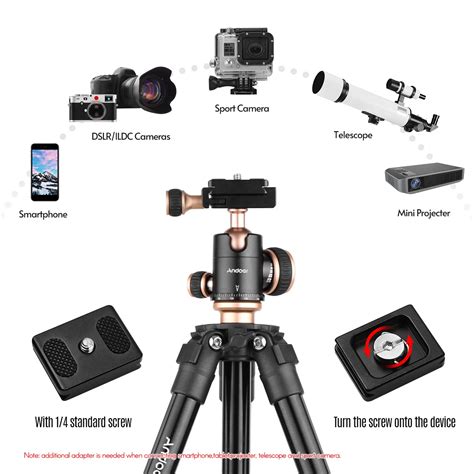 Andoer Q160SA Camera Tripod Complete Tripods with Panoramic Ballhead ...